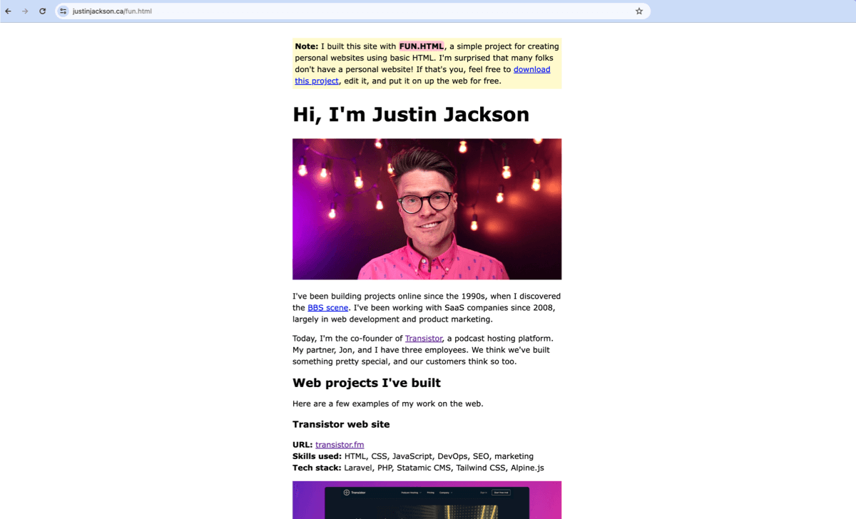 Justin Jackson's FUN.HTML